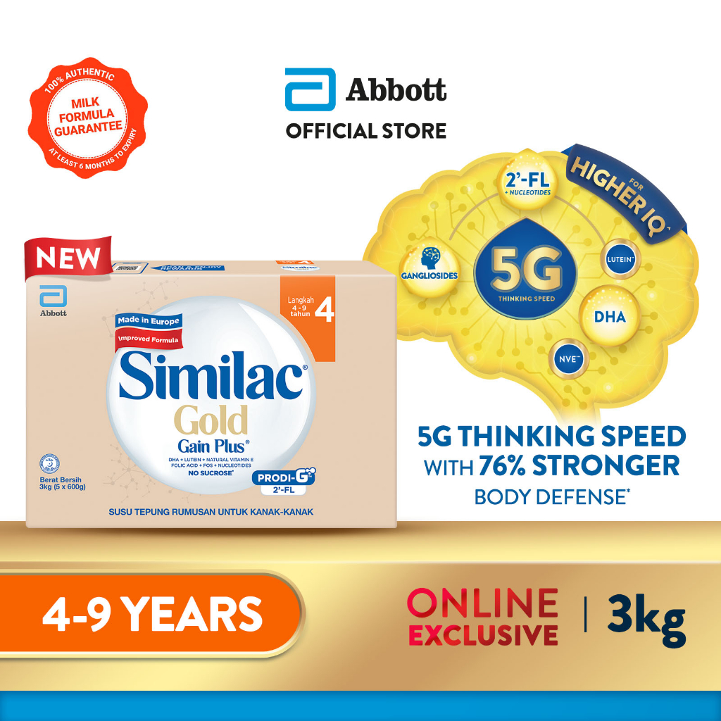 Similac Gold Gain Plus Step 4 Growing Up Milk for Faster Learning BIB ...