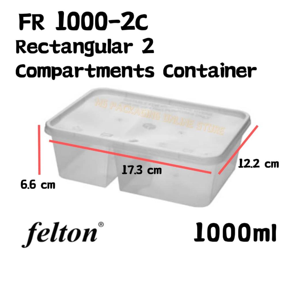 (1000ml)Microwavable Rectangular 2 Compartment Container FR1000-2C ...