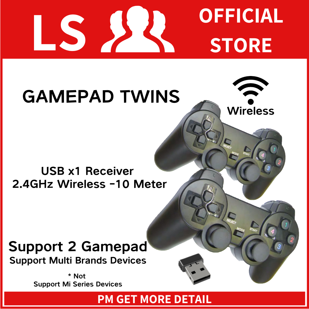 【Ready Stock】2pcs 2.4G USB Twins Wireless Gamepad Controller Joystick ...