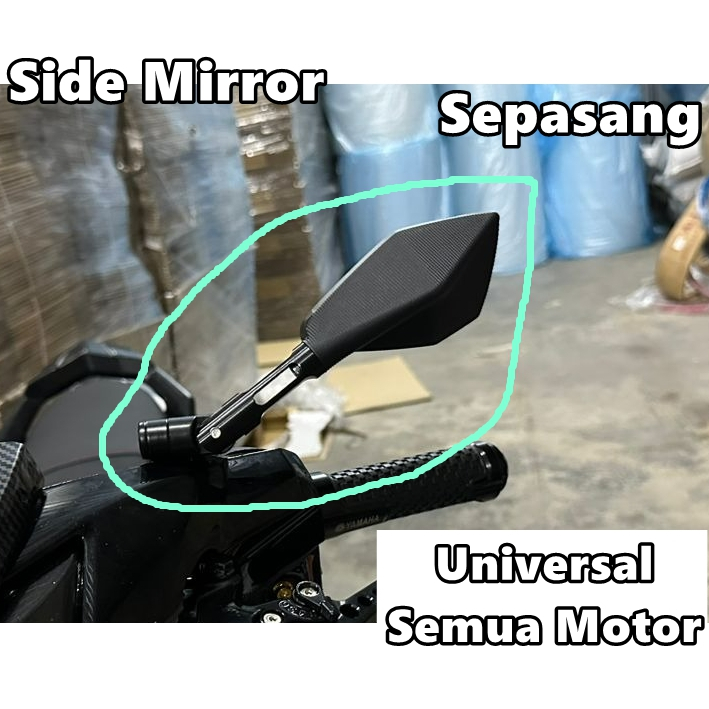 Side Mirror CNC Pendek Sepsang Y15ZR LC135 RS150 CERMIN SISI RSX150 ...