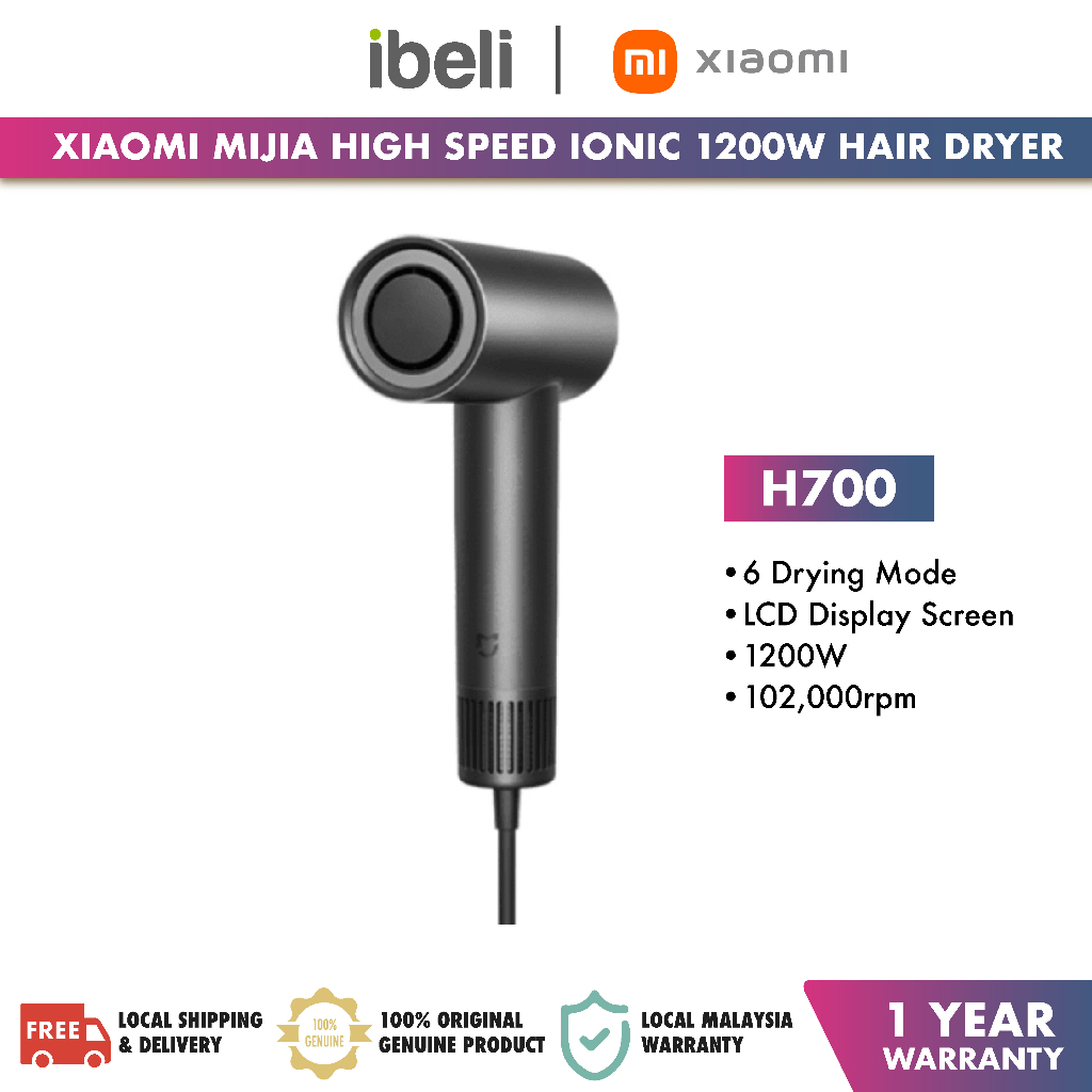 Xiaomi Mijia High Speed Ionic 1200W Hair Dryer H700 LCD Display Screen ...