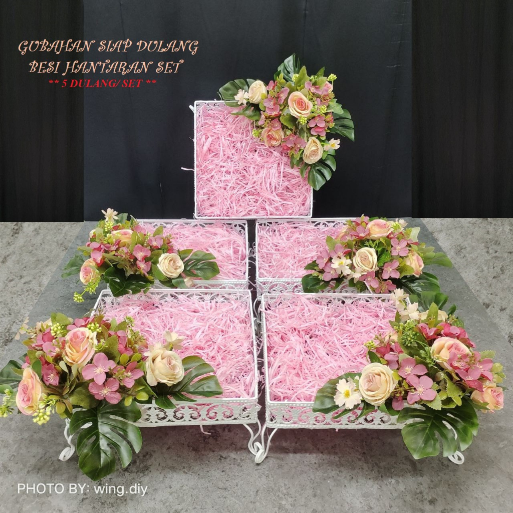 1 PCS | GUBAHAN SIAP DULANG BESI HANTARAN SET DENGAN BUNGA ROS/ IRON ...