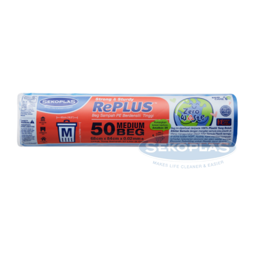 Sekoplas RePLUS HDPE Garbage Bag - M (50 Pcs x 20 Rolls) | Shopee Malaysia