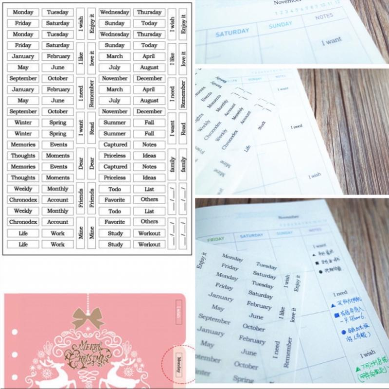 Clear Stickers for Tabs divider / Planner Deco Monthly Words Sticker ...