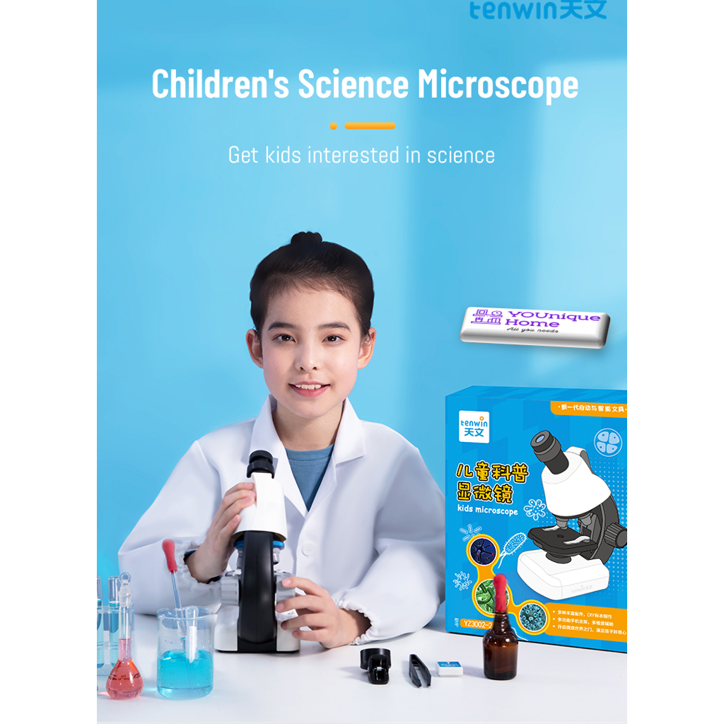 Tenwin Children Science Learning Microscope Preschool Toy Set LED 1200x ...