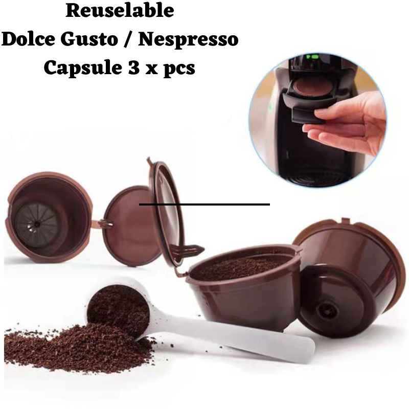 [Ready Stock] Reusable Dolce Gusto / Nespresso Coffee Capsule 3 x pcs ...