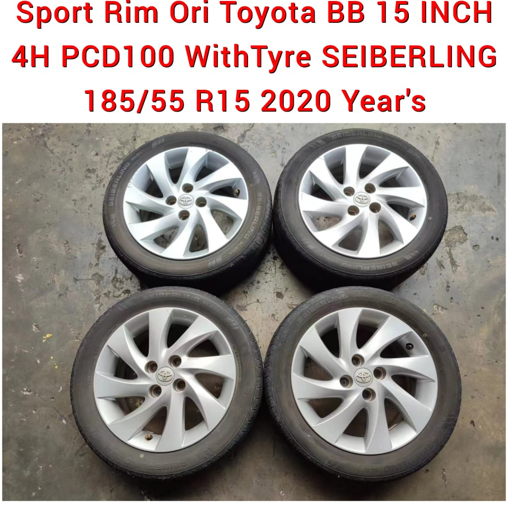 Sport Rim Toyota BB 15 INCH With Tyre Tire Tayar SEIBEILING 185/55/R15 ...