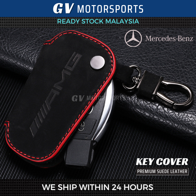 READY STOCK Mercedes Benz Key Cover Case Car Suede Leather Keychain For ...