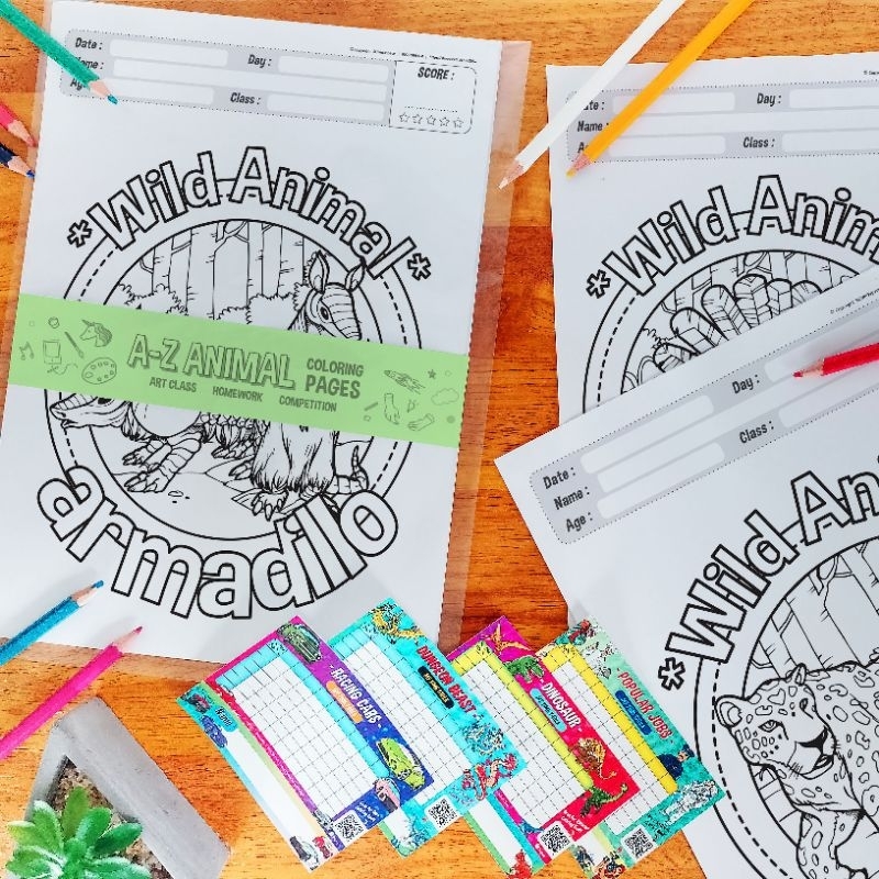 A to Z Wild Animal Coloring Sheet A4 / A5 size 26 Page | Time table ...