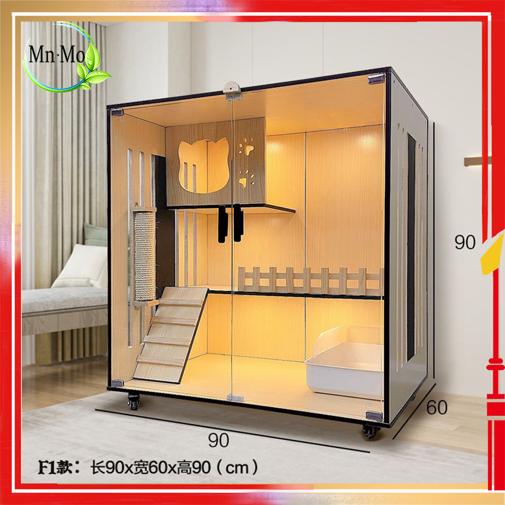 Cat Villa Solid Wood Cat Cage Cat House Waterproof Cat House 2 Level