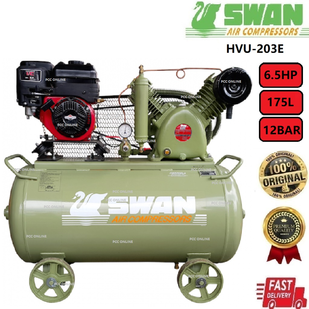 Swan HVU-203E Air Compressor High Pressure 6.5HP 175L|237L 12Bar ...