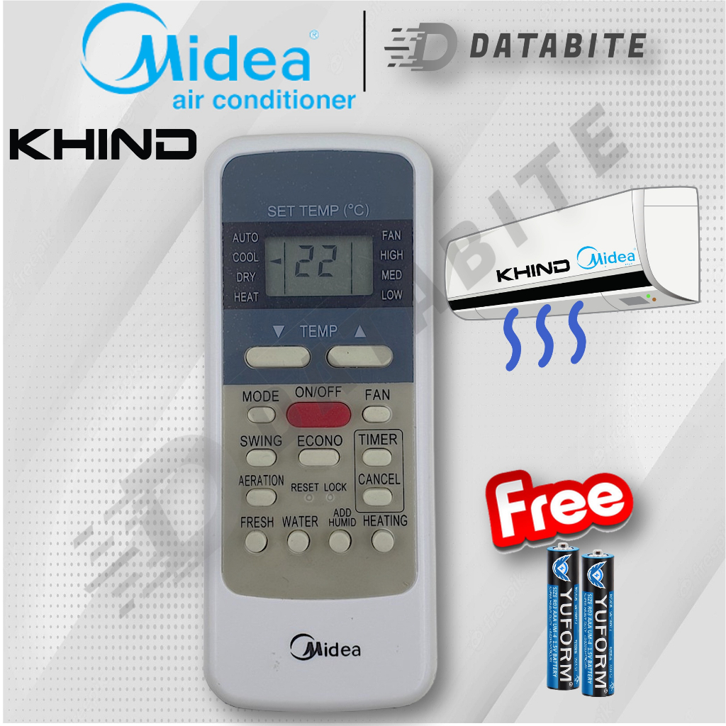 Midea Aircond Remote Control Khind Replacement For Midea R51M/CE Khind Air Cond Air Conditioner ...