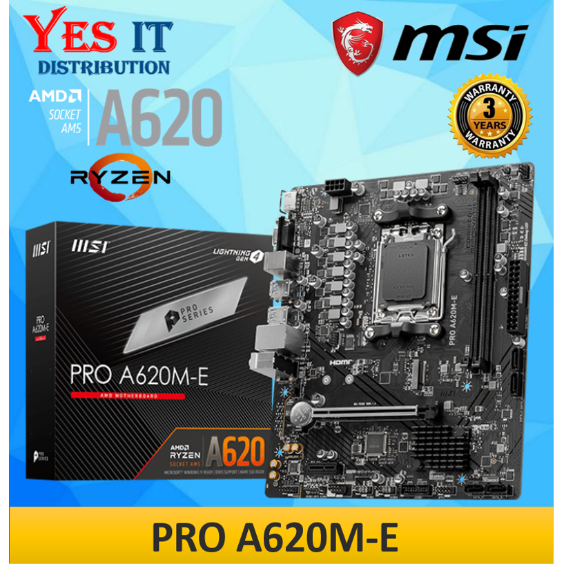 MSI PRO A620M-E mATX AMD A620 DDR5 Motherboard Only | Shopee Malaysia
