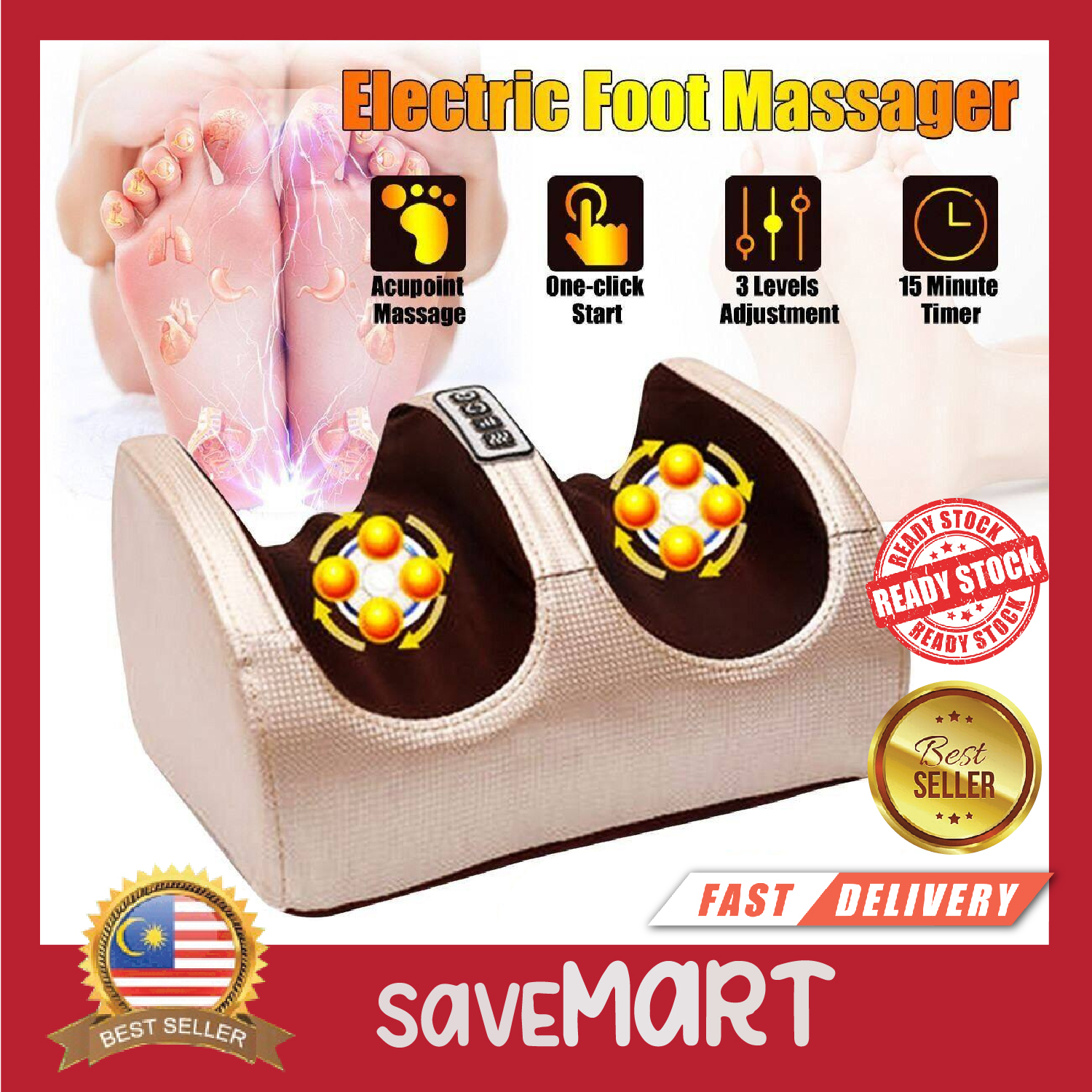 Electric Foot Massager Adjustable Modes Heating Therapy Muscle ...