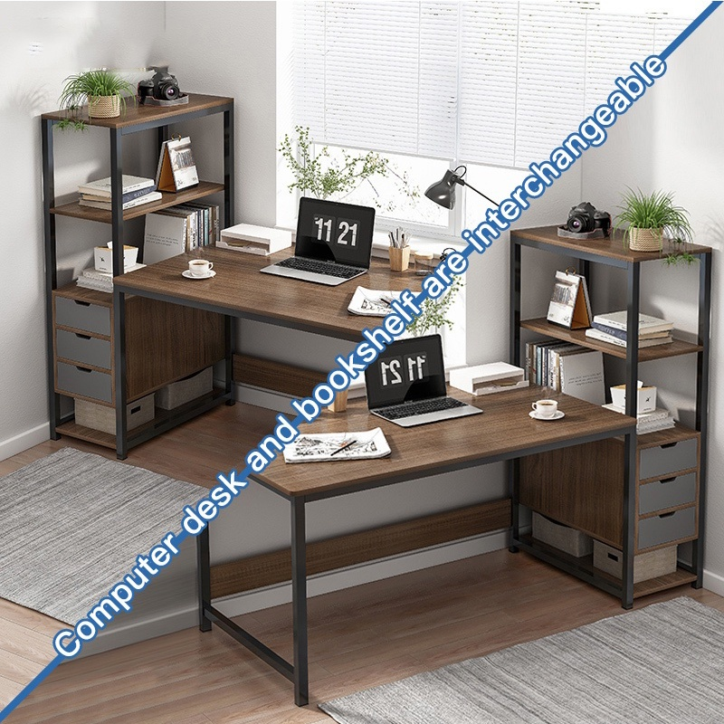 【VARIOUS】120CM Meja belajar Computer Study Table With Side Bookshelves ...