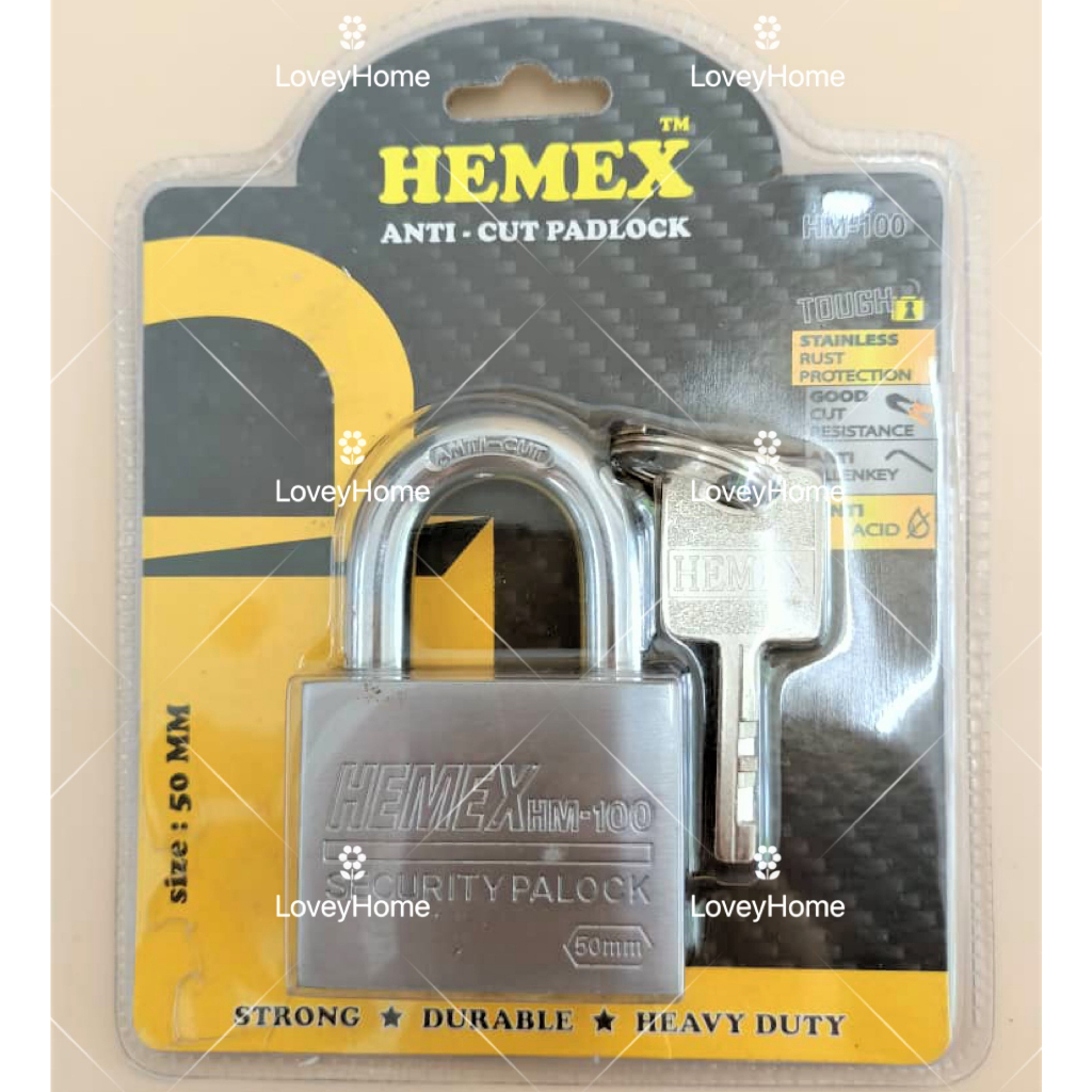 [ANTI CUT] Hemex Anti Cut PadLock Security Pad Lock Mangga Kunci 30mm ...