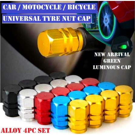 4pcs Aluminum Metal / Luminous Car Wheel Tire Valves Cap Bicycle Tyre ...