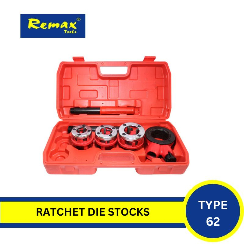 REMAX MANUAL RATCHET GI PIPE DIES SET ½”, ¾”, 1” RATCHET PIPE THREADING ...