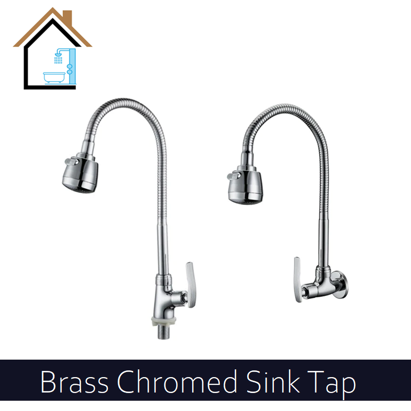 Brass Chromed Wall Mount Pillar Mount Kitchen Sink Cold Tap Flexible ...