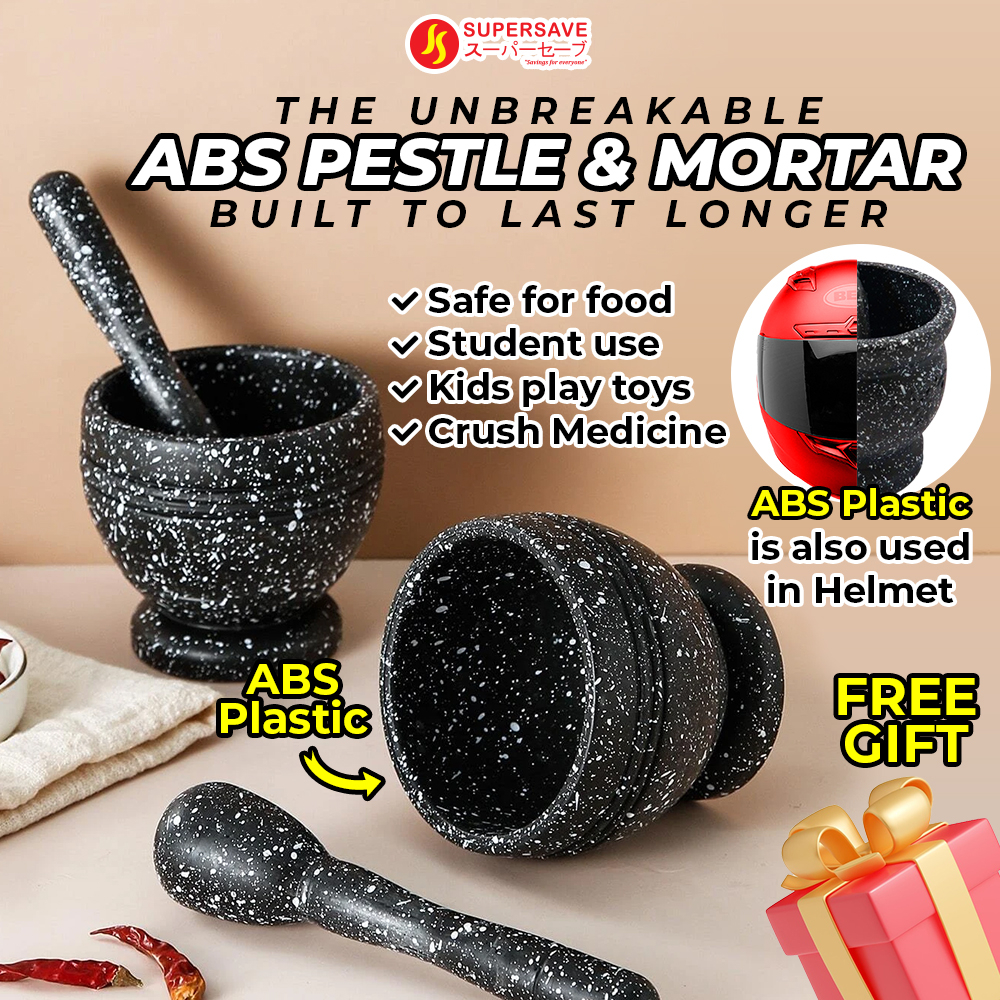 SUPERSAVE Mini Kitchen Mortar and Pestle Garlic Press ABS Plastic Light ...