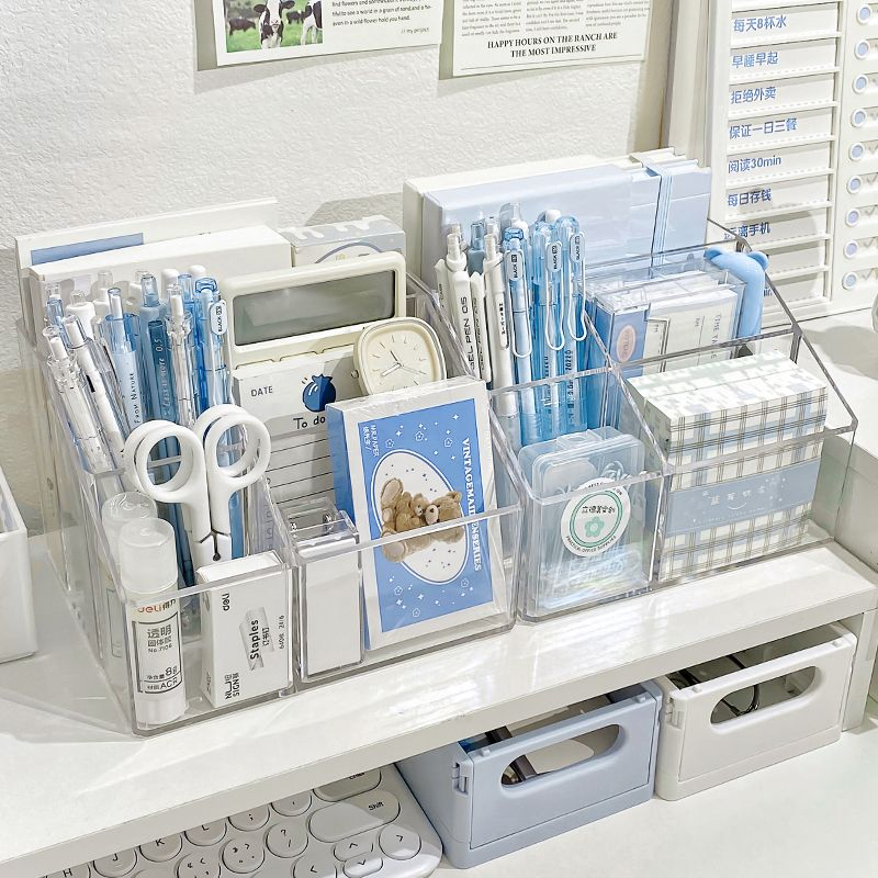 Simple transparent acrylic stationery storage pen holder ...