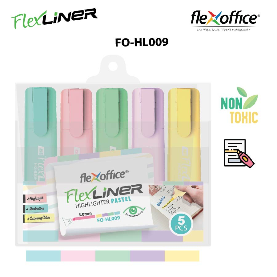 FlexOffice FlexLiner Pastel Highlighter (5mm x Set of 5) FO-HL009 | Shopee Malaysia
