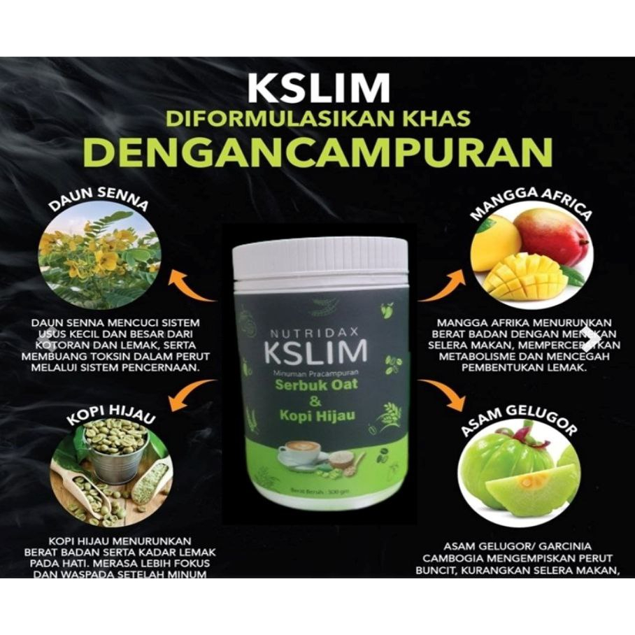 NUTRIDAX KSLIM Minuman Pra Campuran Serbuk Oat & Kopi Hijau + freegift | Shopee Malaysia