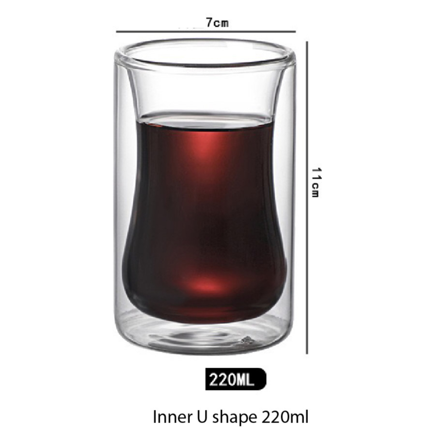 (Ready Stock)Coffee Espresso Tea Double Wall Borosilicate Glass Cup Mug Handle 80ml 150ml 250ml ...