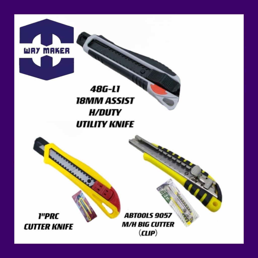 H/Duty Utility Cutter Knife Small Cutter Blade Refill Wallpaper Office School Workplace Mata ...