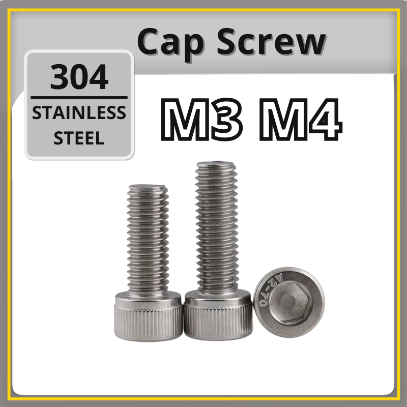M3 M4 Hex Socket Cap Screw DIN912 | SUS 304 Stainless Steel Grade A2-70 ...