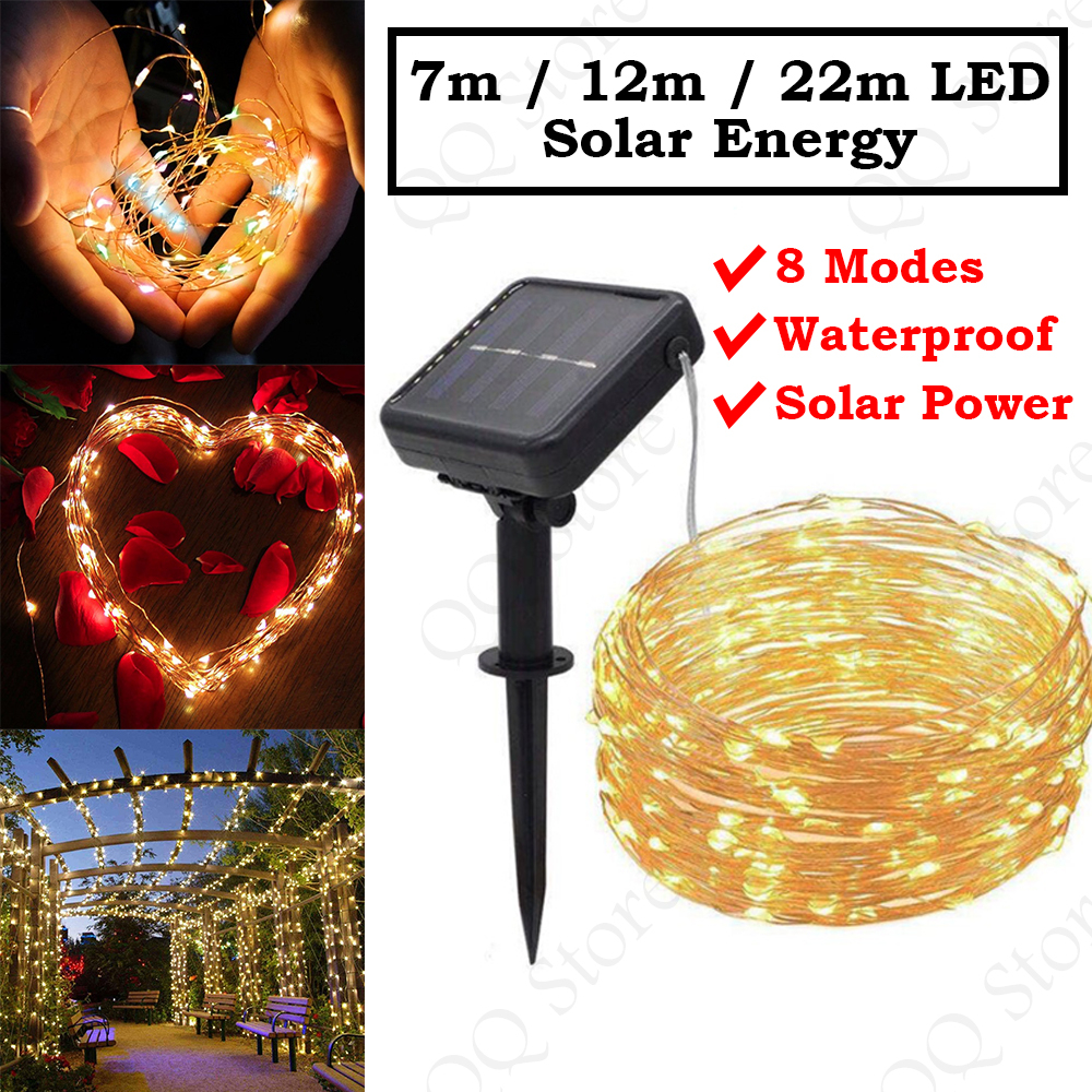 8 Mode LED Solar String Light Fairy Tree Light Christmas Outdoor Party ...