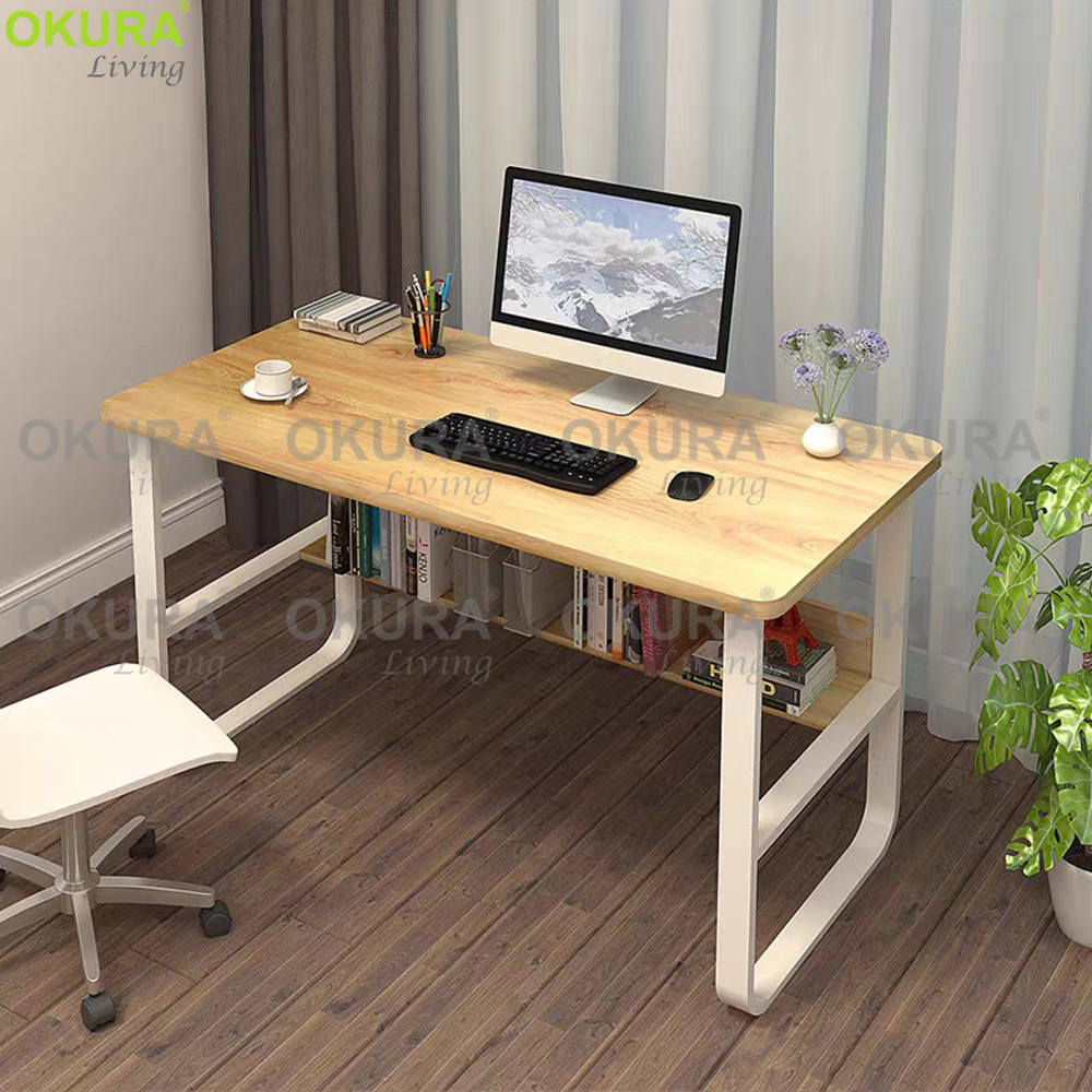 OKURA Modern Study Computer Laptop Desk Study Table With Book Shelf ...