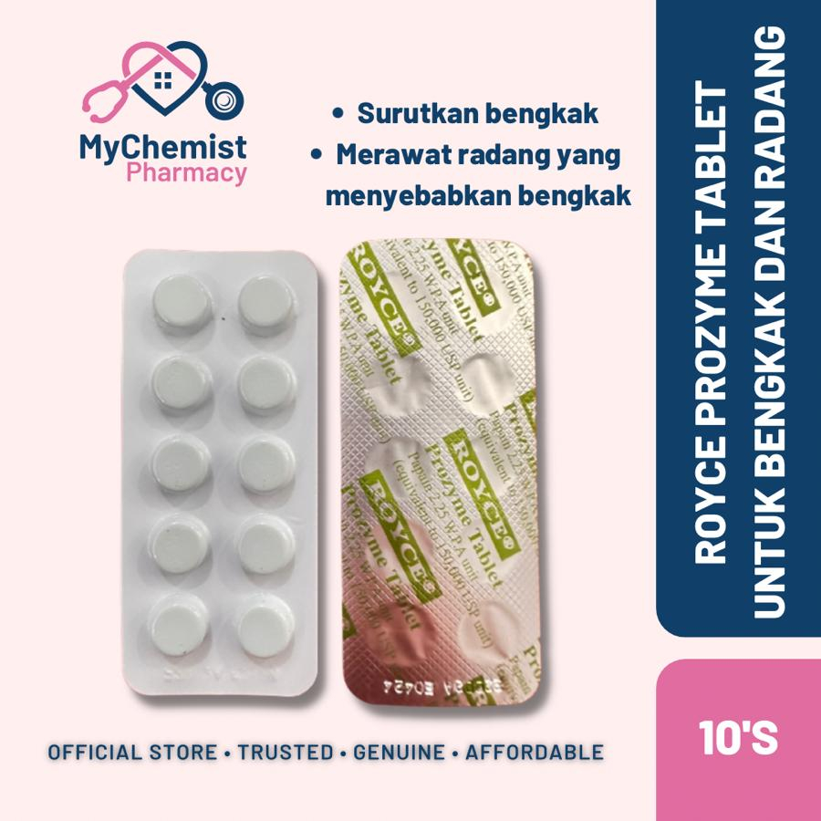 Royce Prozyme Papain 150000 USP Unit Tablet Enzyme (Surut Bengkak ...
