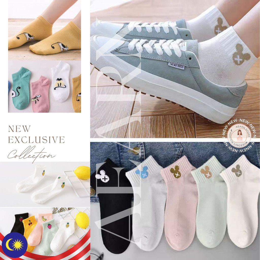 READY STOCK cartoon Socks cute sock women ankle stokin Cartoon women ...