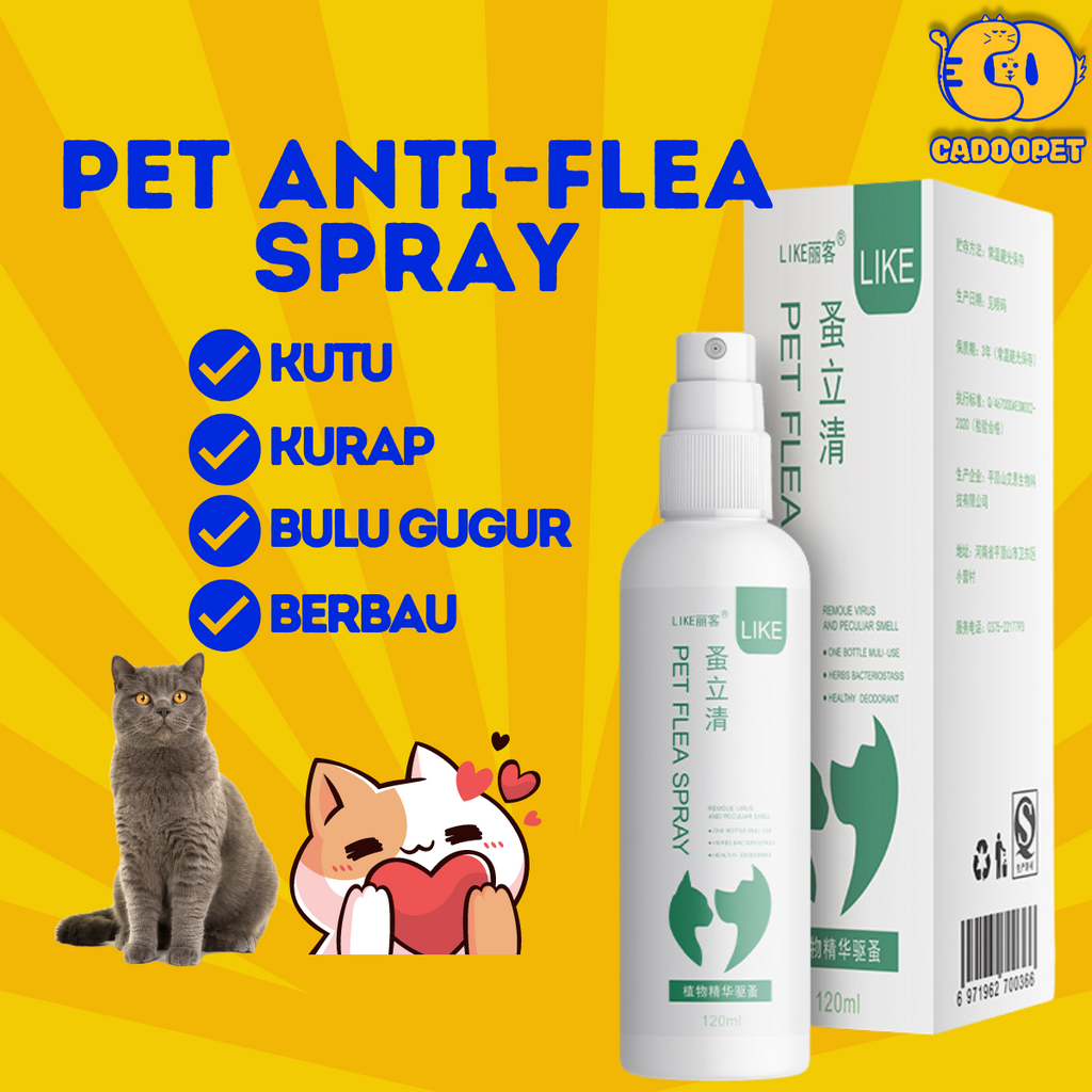 Cat Flea Spray LIKE Kutu Kucing Anti Flea Lice Mites Ticks Kurap Gatal ...