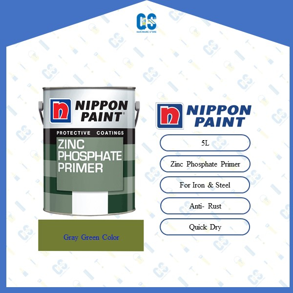 Nippon Paint Zinc Phosphate Primer 5L (Undercoat Besi) - Anti Rust ...