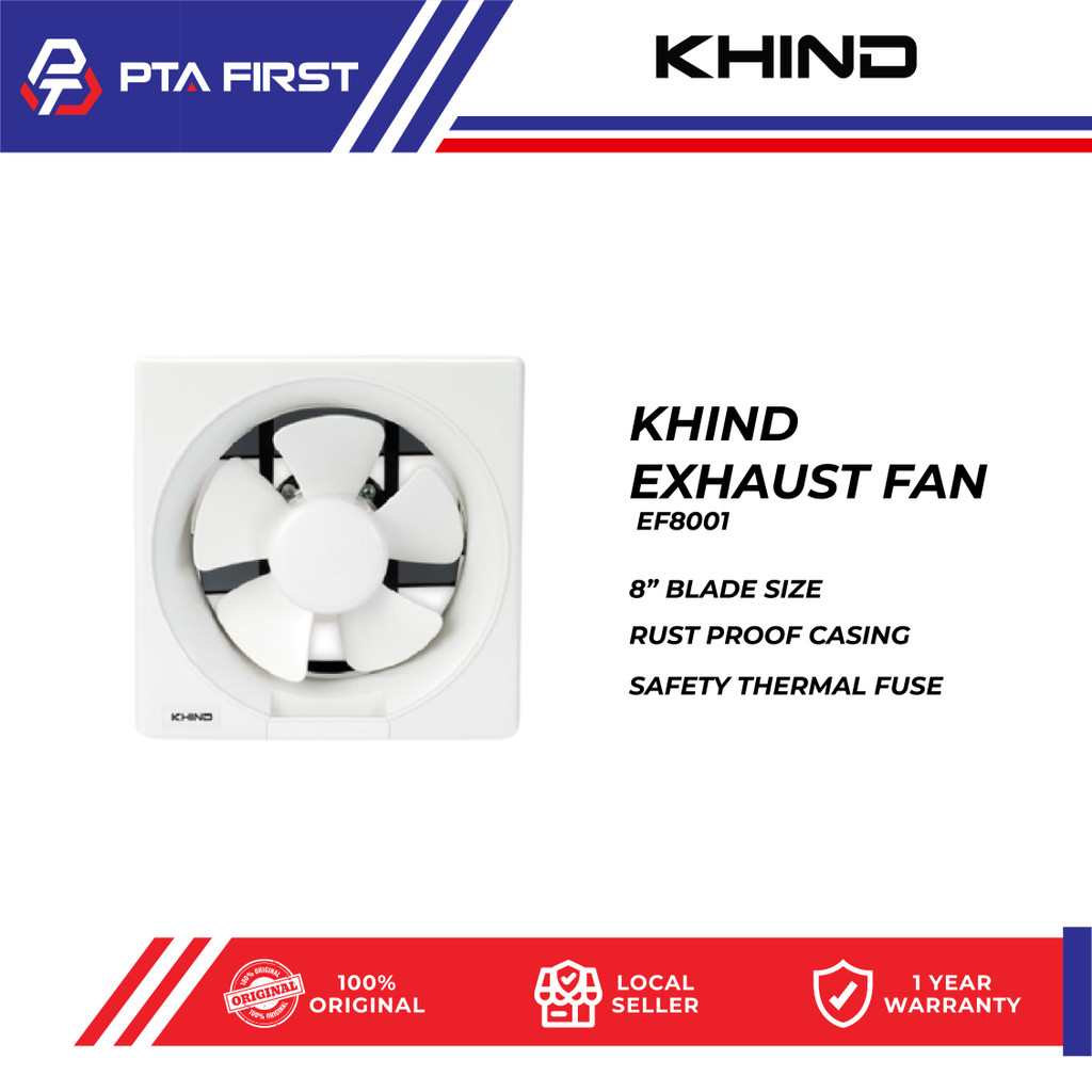 KHIND EF8001 Exhaust Fan 8" White(9557496010040) | Shopee Malaysia