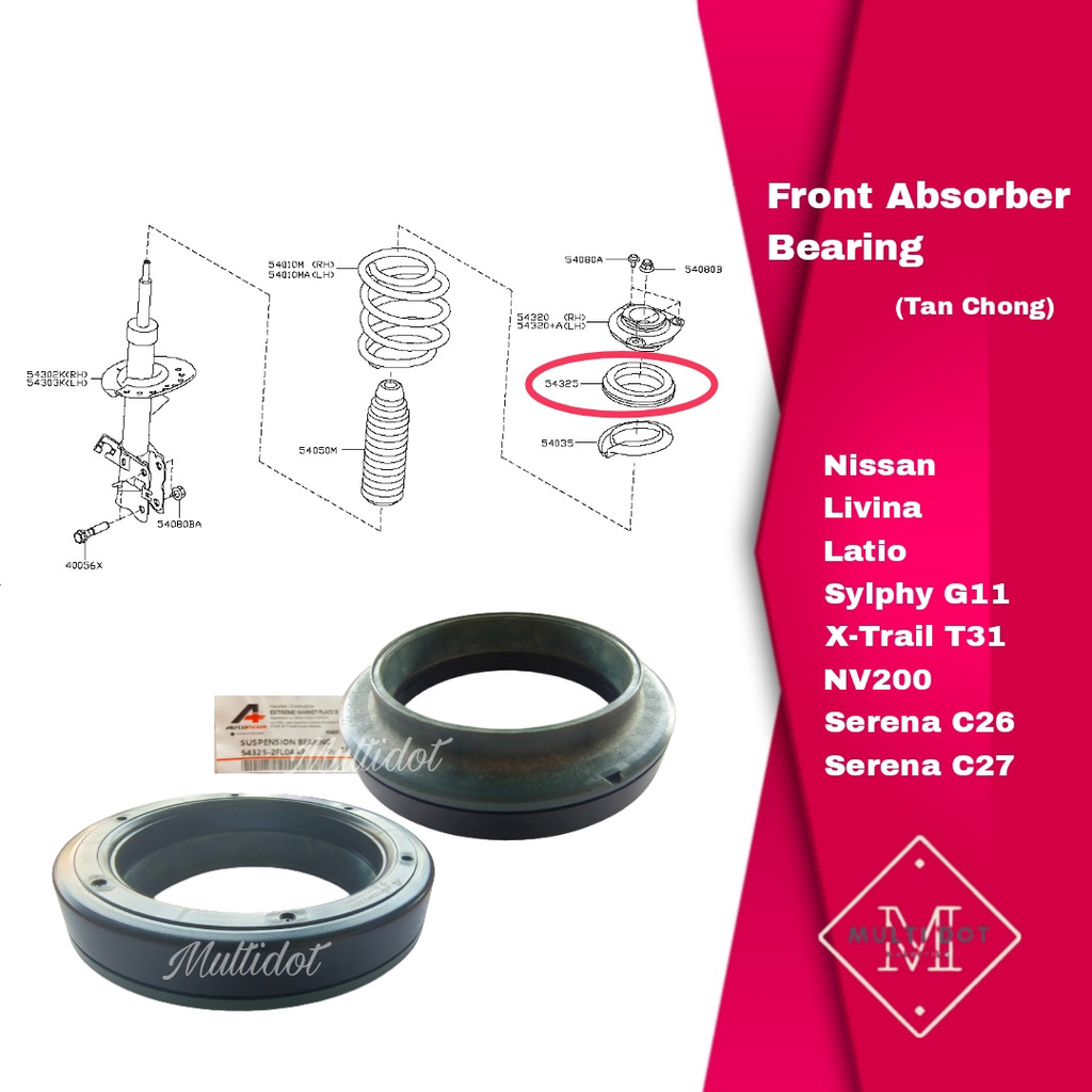 Nissan Front Absorber Bearing (1 piece) 54325-2FL0A-AP (Tan Chong ...
