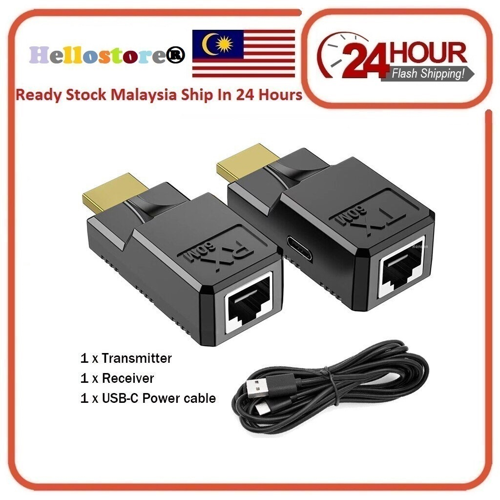 60M HDM1 to RJ45 Repeater Extender over Cat6 Cat5e Ethernet cable 1080P ...