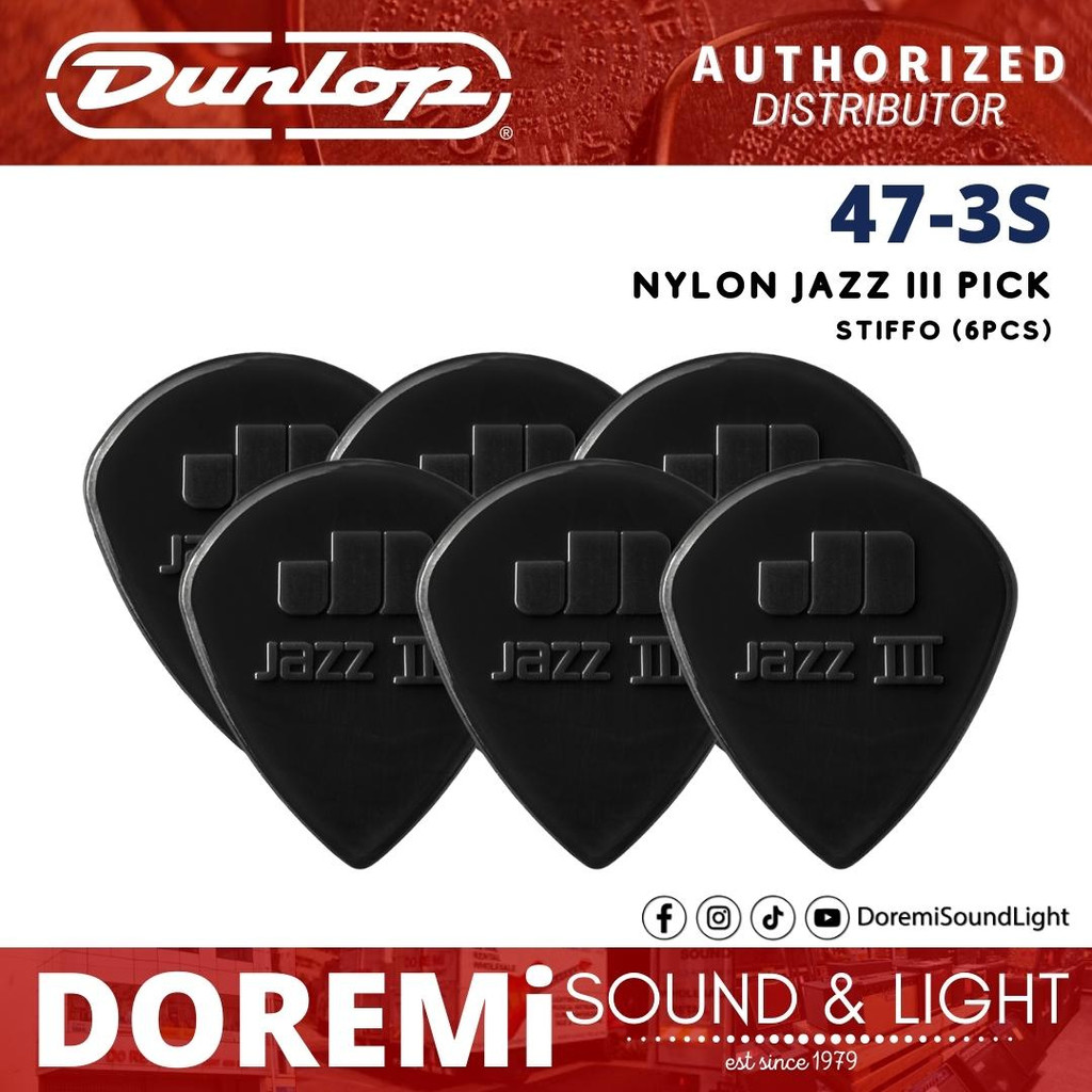Jim Dunlop 47 Nylon Jazz Guitar Pick Nylon / Stiffo, Pack of 6pcs ...