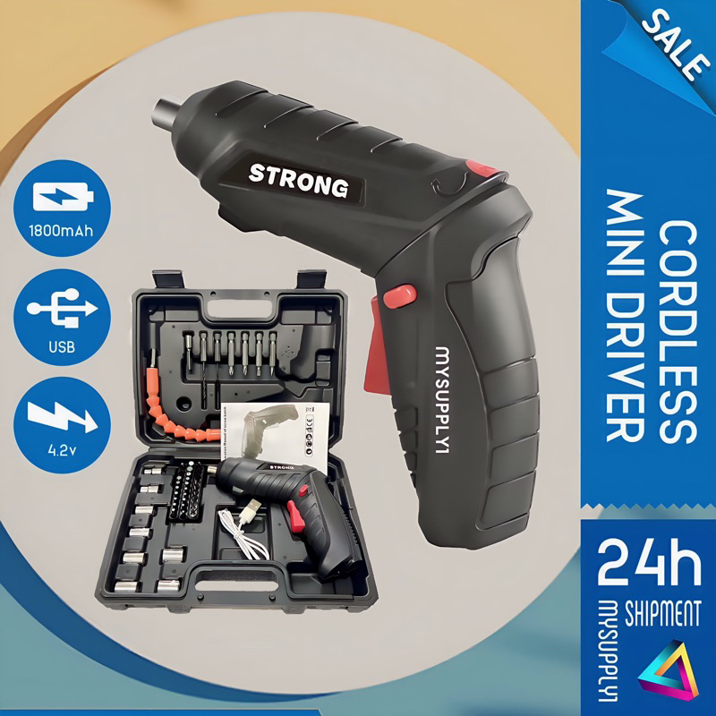 STRONG 4.2V Drill Cordless Mini Screwdriver Cordless Drill - Gerudi ...