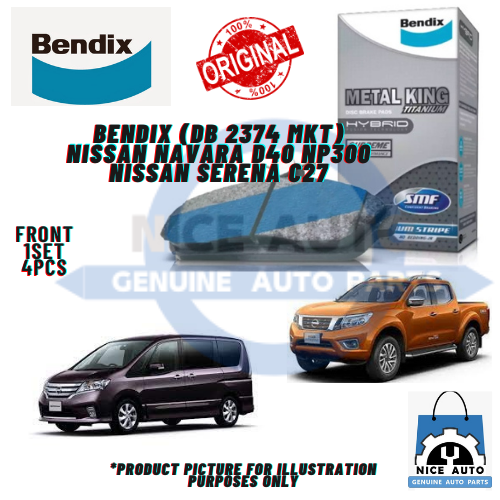 NISSAN NAVARA D23 NP300 / NISSAN SERENA C27 FRONT BRAKE PAD - BENDIX Metal King Titanium DB2374 ...