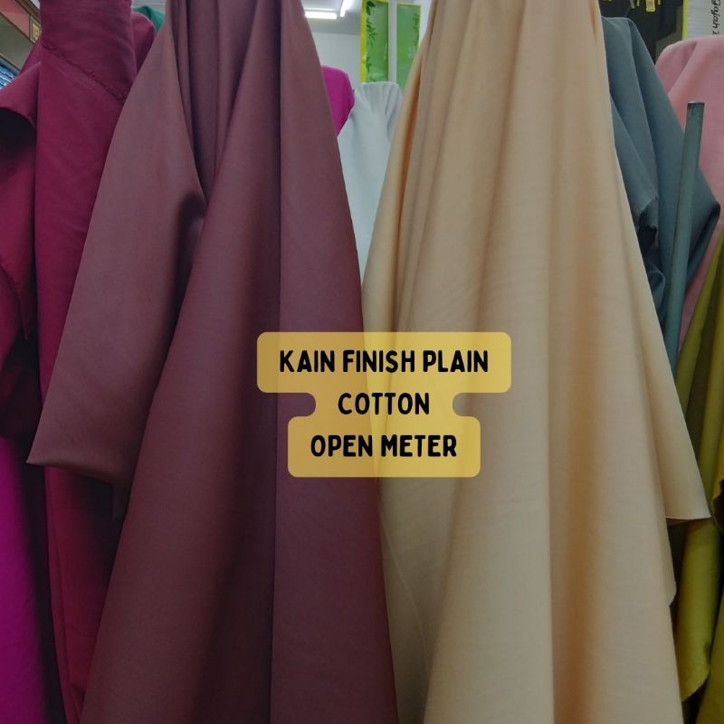 KAIN METER KAIN FINISH PLAIN COTTON KAIN BARU KAIN VIRAL SEJUK SELESA ...
