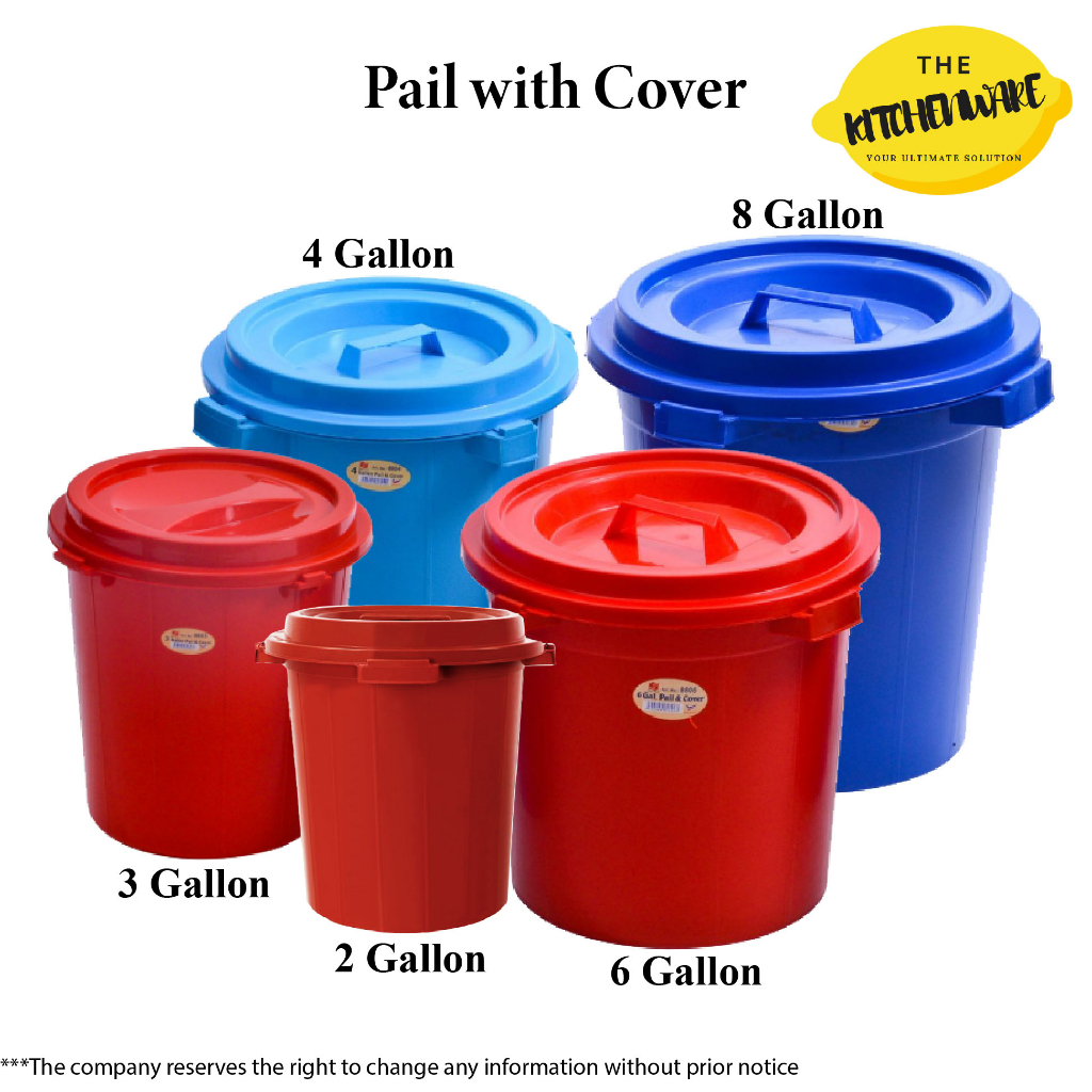 [2-8Gallon] Pail with Cover/ Tong Air/ Baldi/ Timba/ Plastic Pail ...