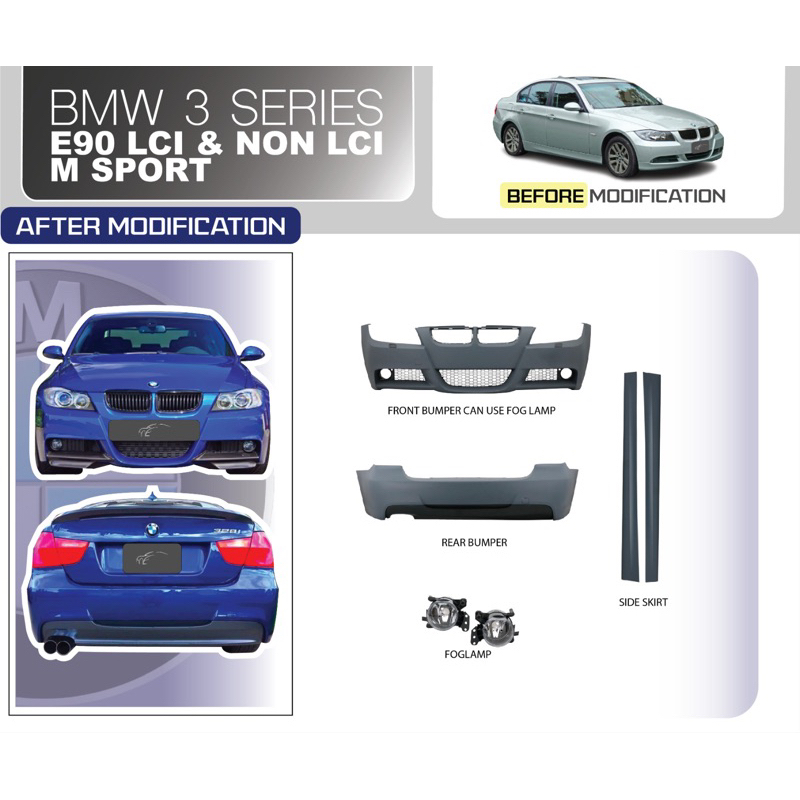 BMW E90 PreLCI LCI 2005-2011 M tech sport bodykit body kit front side ...