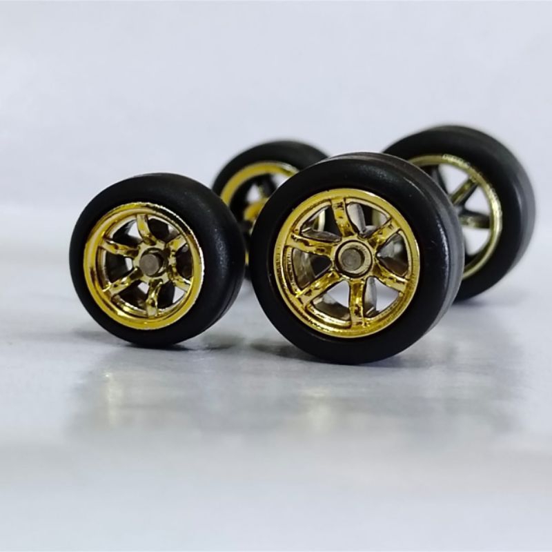 Rubber Wheels 1/64 CoMold Design CM6 Gold 10/12 Hot Wheels Matchbox ...