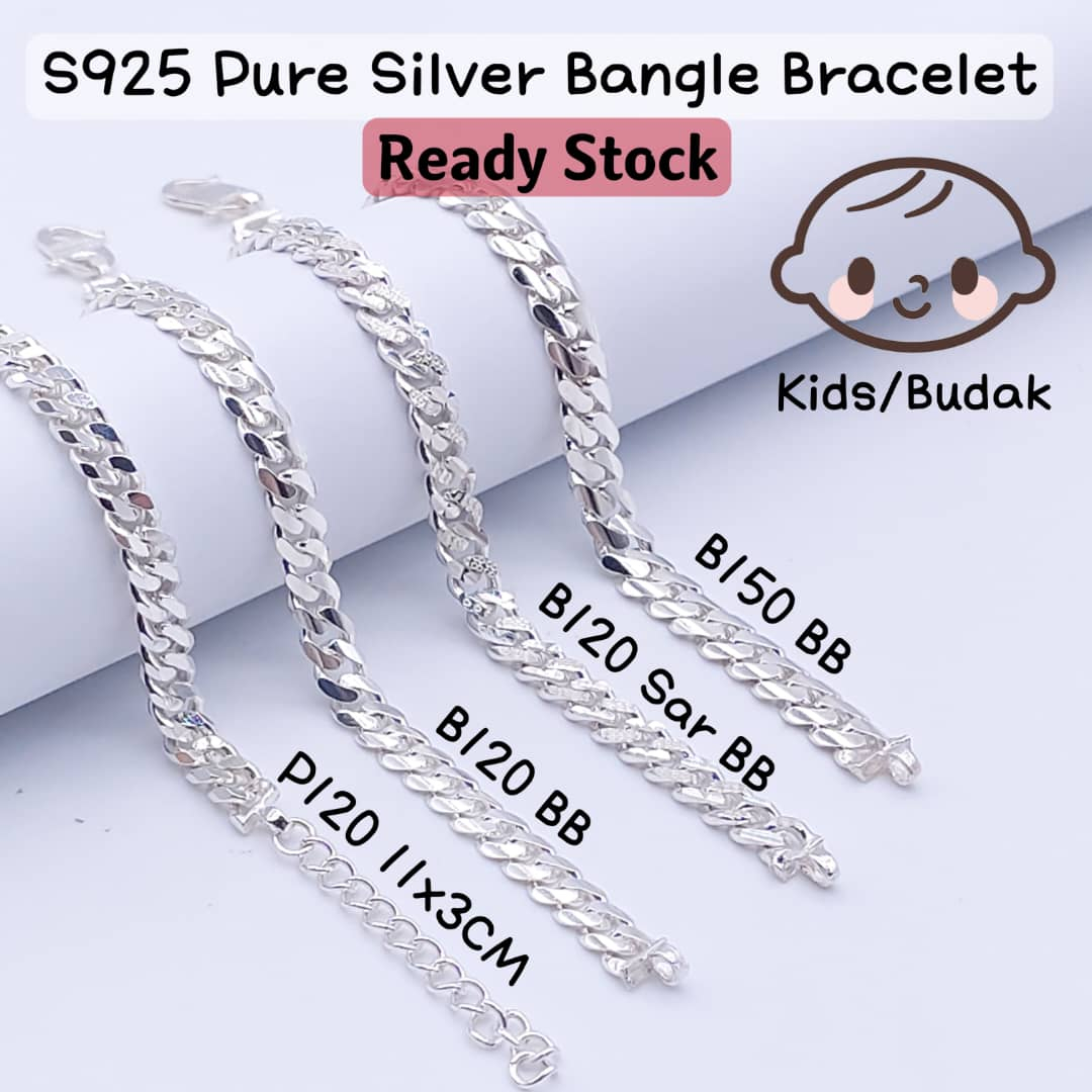 READY STOCK💥(BABY/NEW BORN/KID)original s925 pure bracelet/perak tulen gelang tangan (B120 BB ...