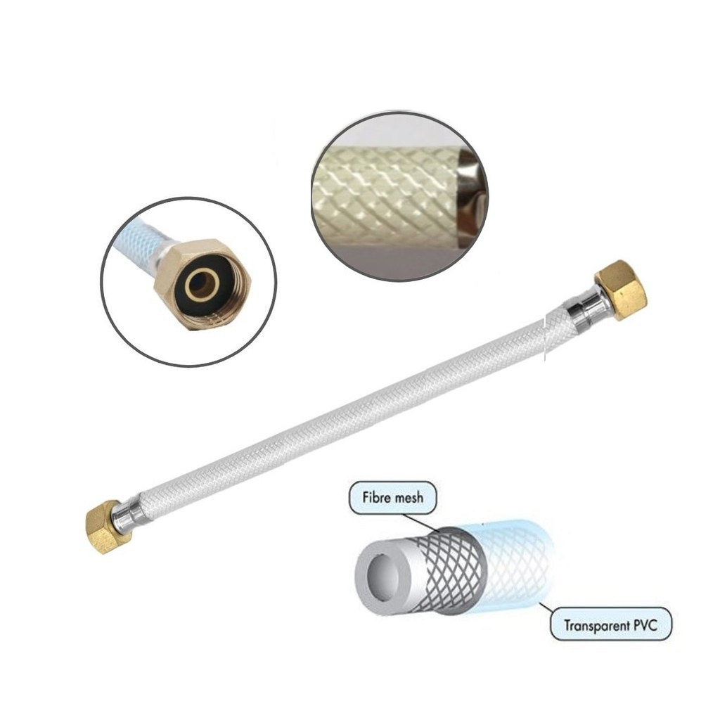 PVC FLIEXIBLE HOSE/Flexible Braided Hose (WHITE) 12"/14"/16"/30"/36"/48 ...