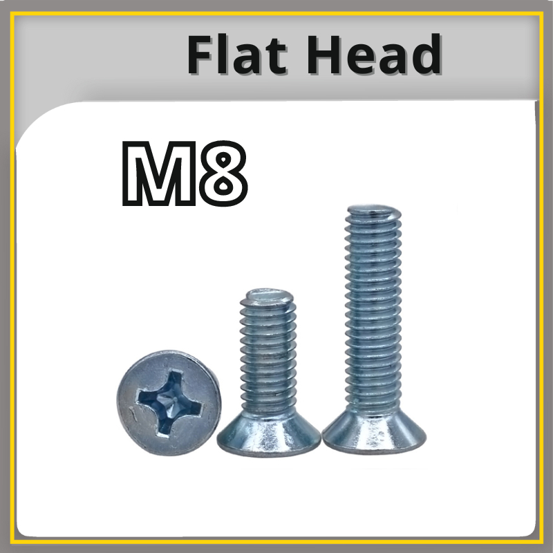 M8 CSK Phillips Flat Head Screw JIS | Zinc Plating | Countersunk Screw ...