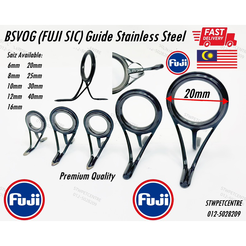 BSVOG ( FUJI SIC ) Guide High Quality (Black) Stainless Steel Rod Guide ...
